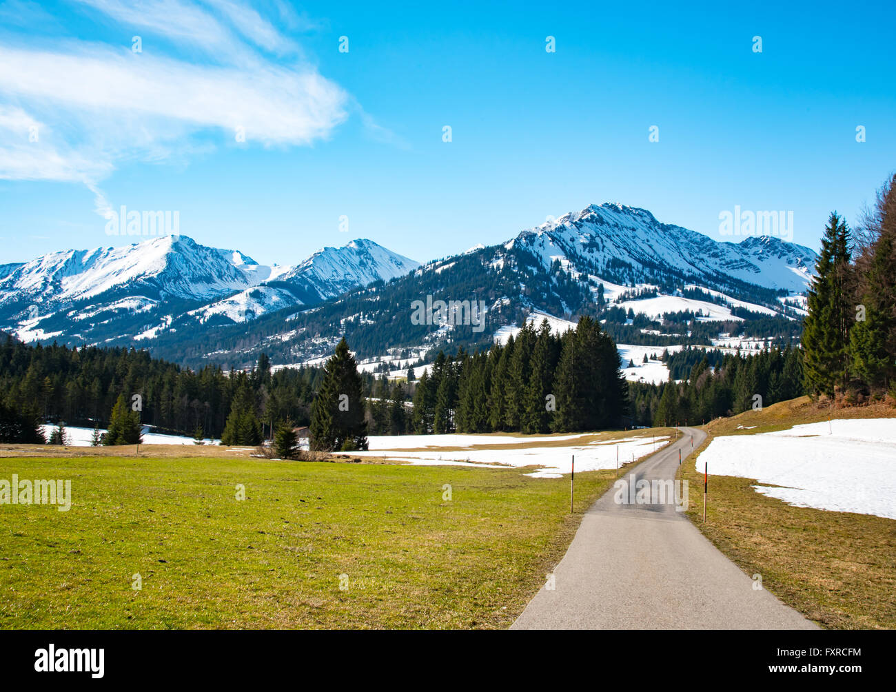 Wonderful mountain road in German Alps in early spring Stock Photo - Alamy