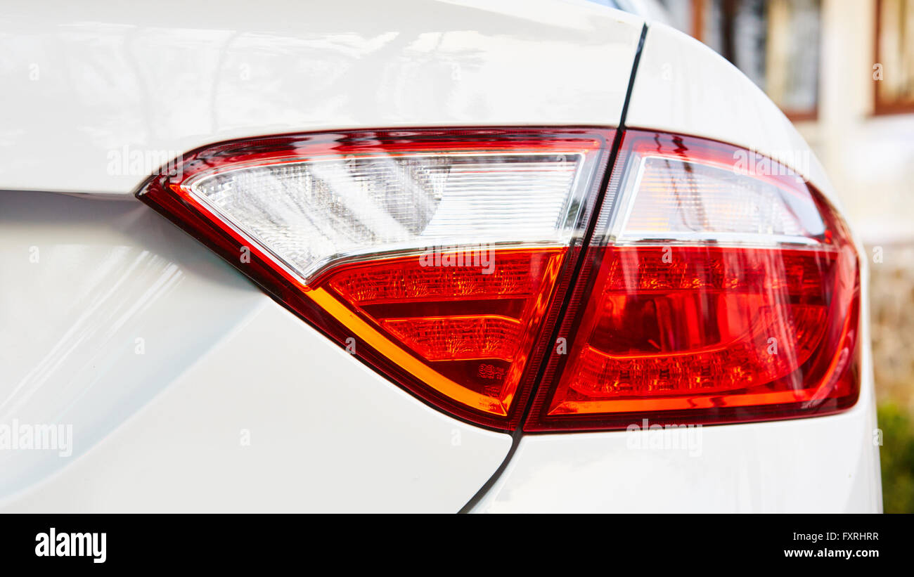 Back light of white automobile. exterior detail Stock Photo - Alamy