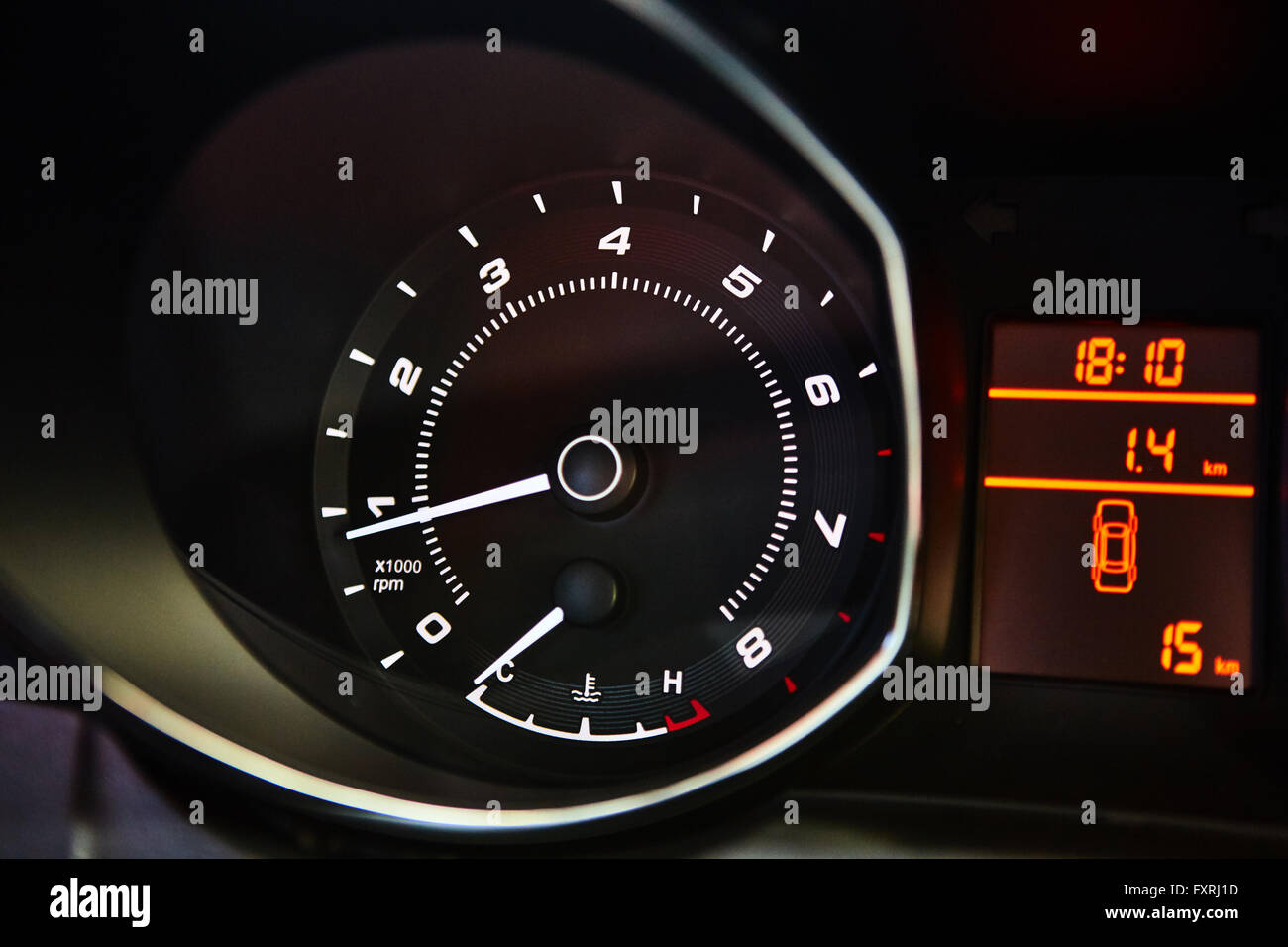 Car Dashboard. Close up image of illuminated car dashboard Stock Photo ...