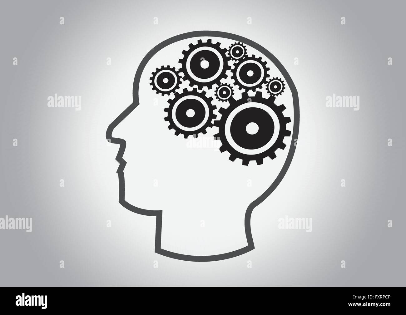 Human head and gears brain idea concept Stock Vector Image & Art - Alamy
