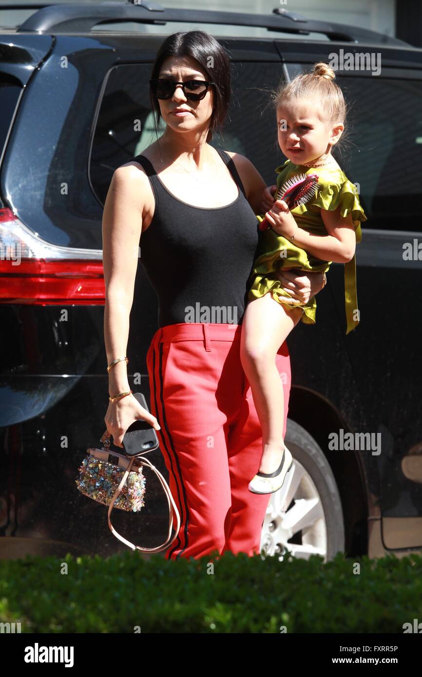 Kourtney Kardashian her children to a singing class in Beverly Hills ...