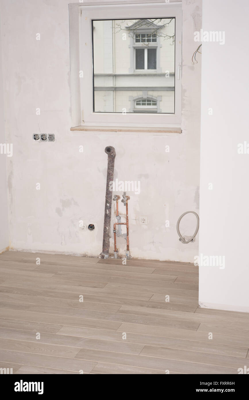 floor renovation with ceramic tiles in wood design Stock Photo - Alamy