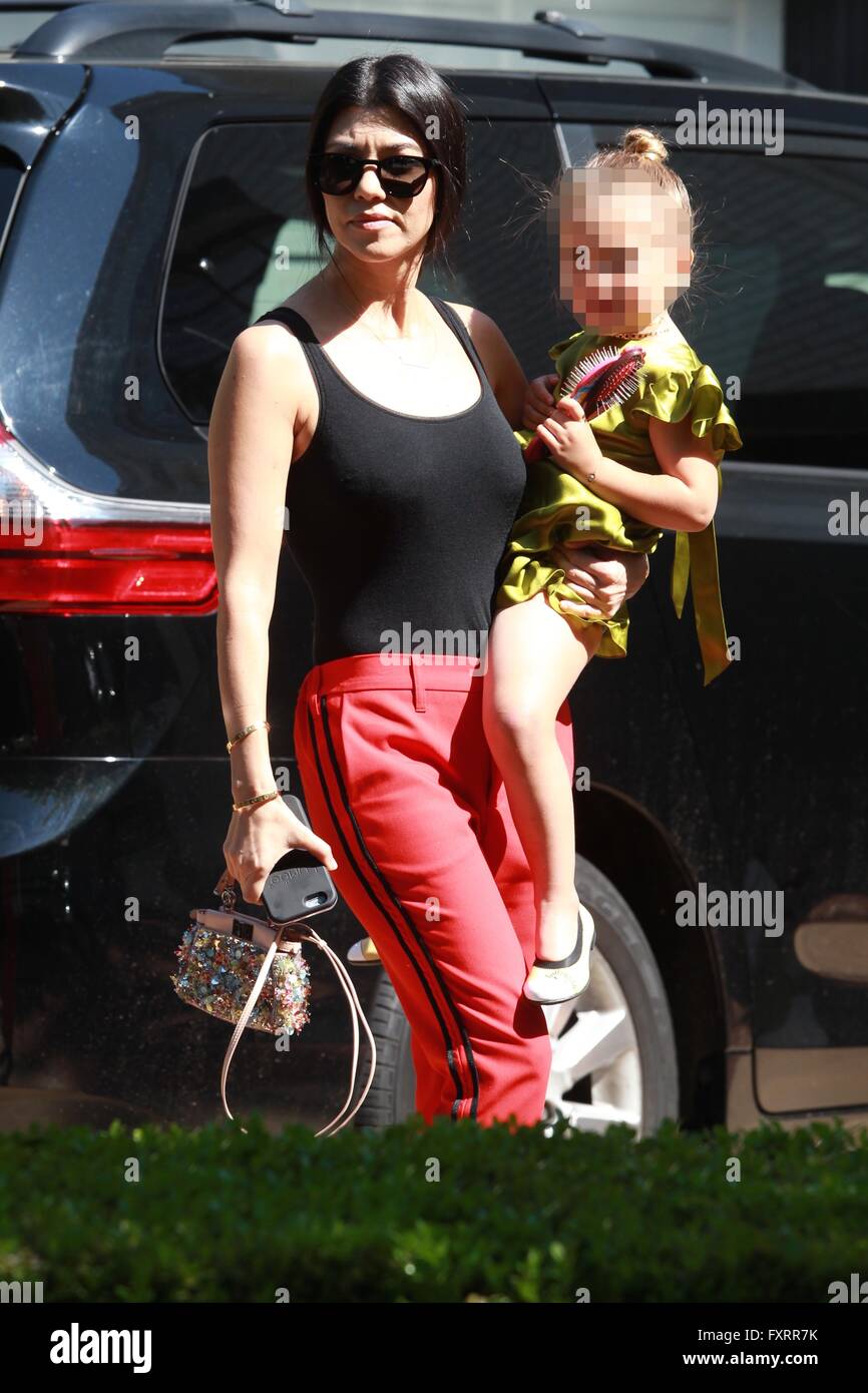 Kourtney Kardashian her children to a singing class in Beverly Hills ...