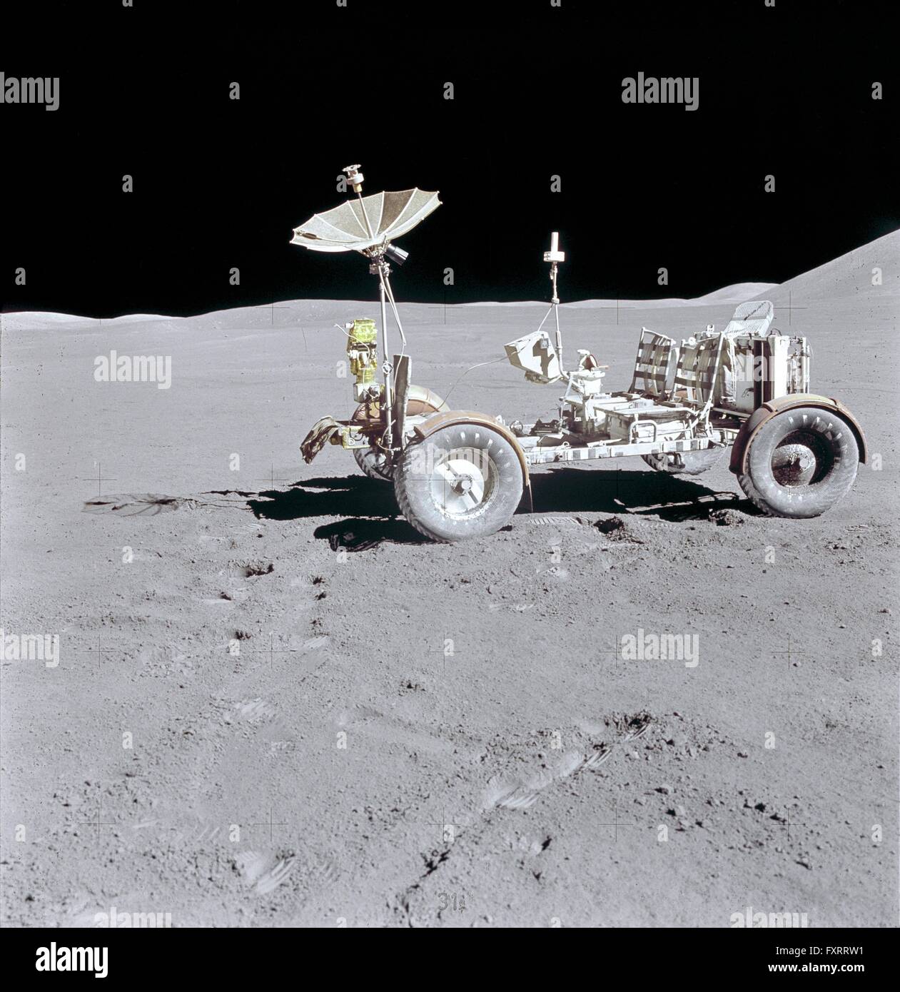 NASA Lunar Roving Vehicle is photographed alone against the lunar ...