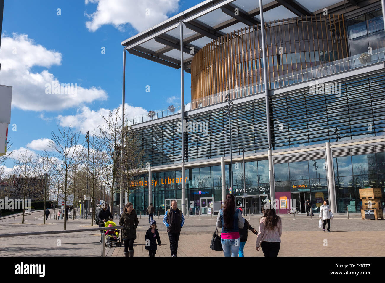 Brent Civic Center building, London, with the Wembley Library Stock ...