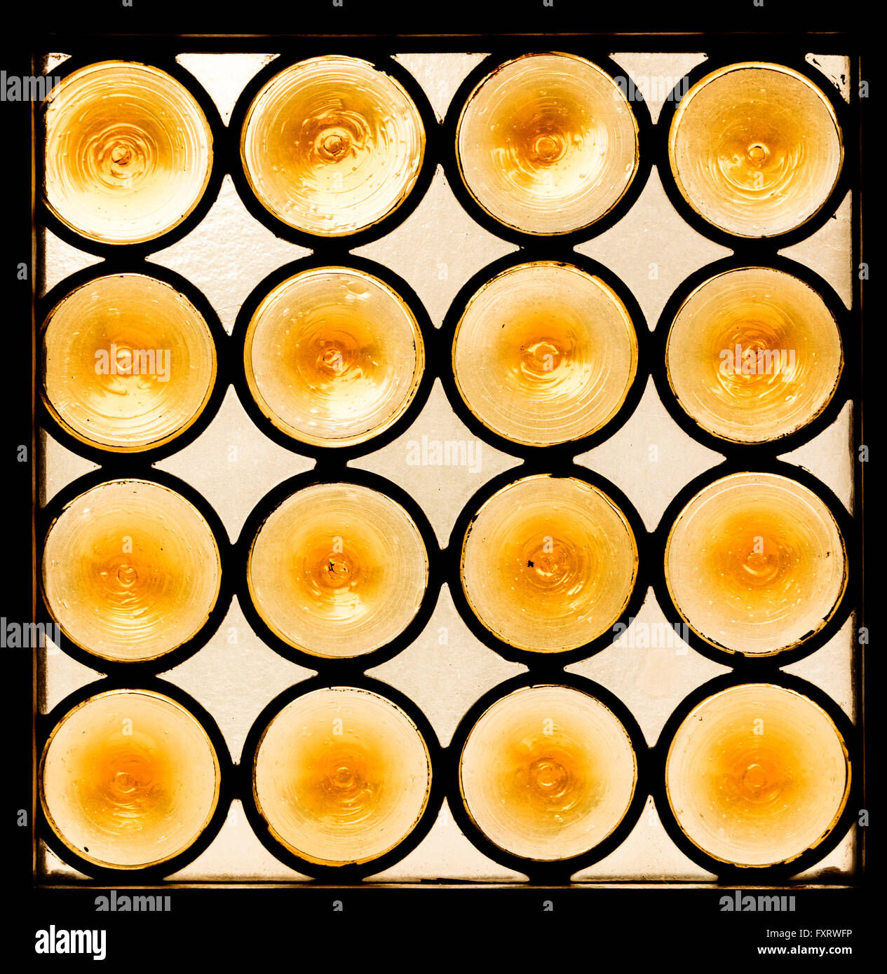 Stained Glass Window Pattern Of Yellow Circles Stock Photo - Alamy
