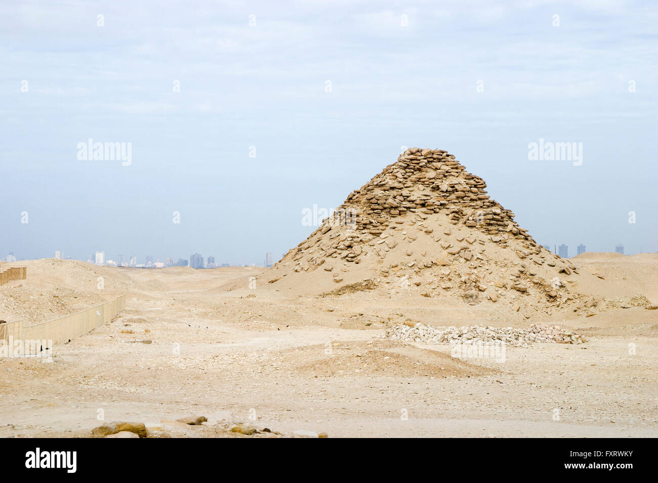 View of a crumbling pyramid at Sakkara, the ancient necropolis for ...