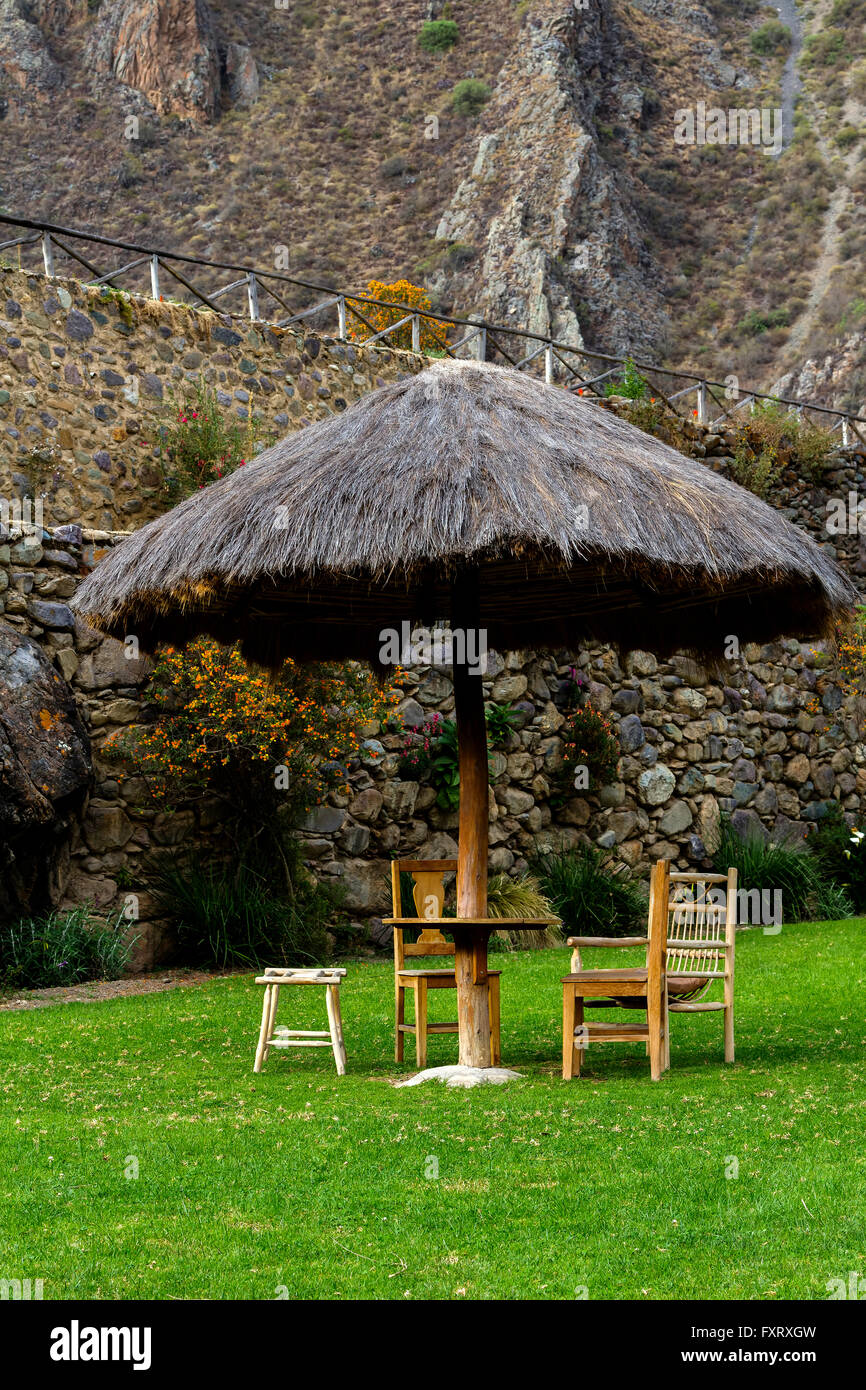 Peru South America Resort Wooden Table And Chairs Stock Photo - Alamy