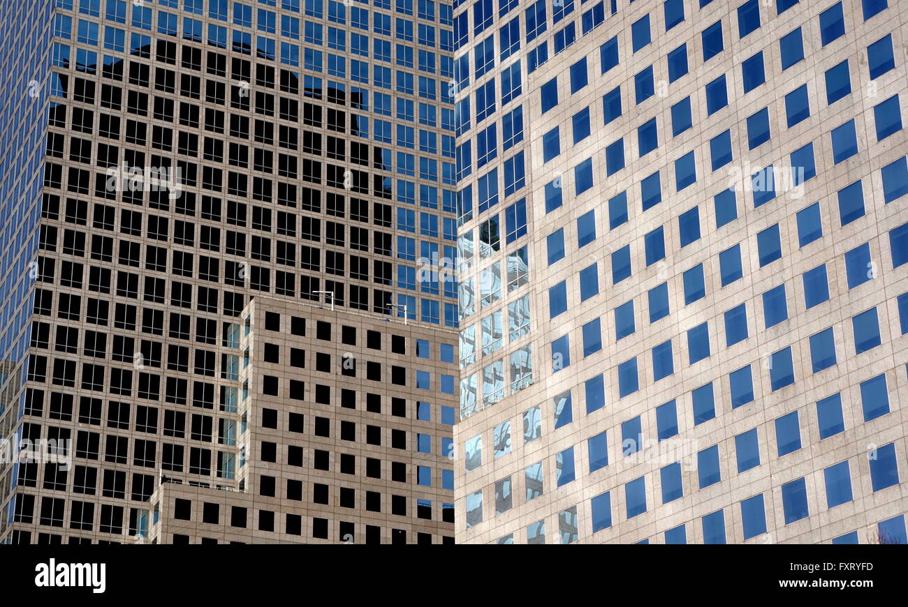Windows of Lower Manhattan (Financial District) skyscrapers, New York ...
