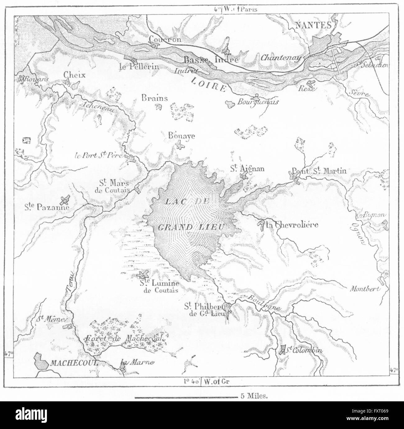 Map with lake Black and White Stock Photos & Images - Alamy