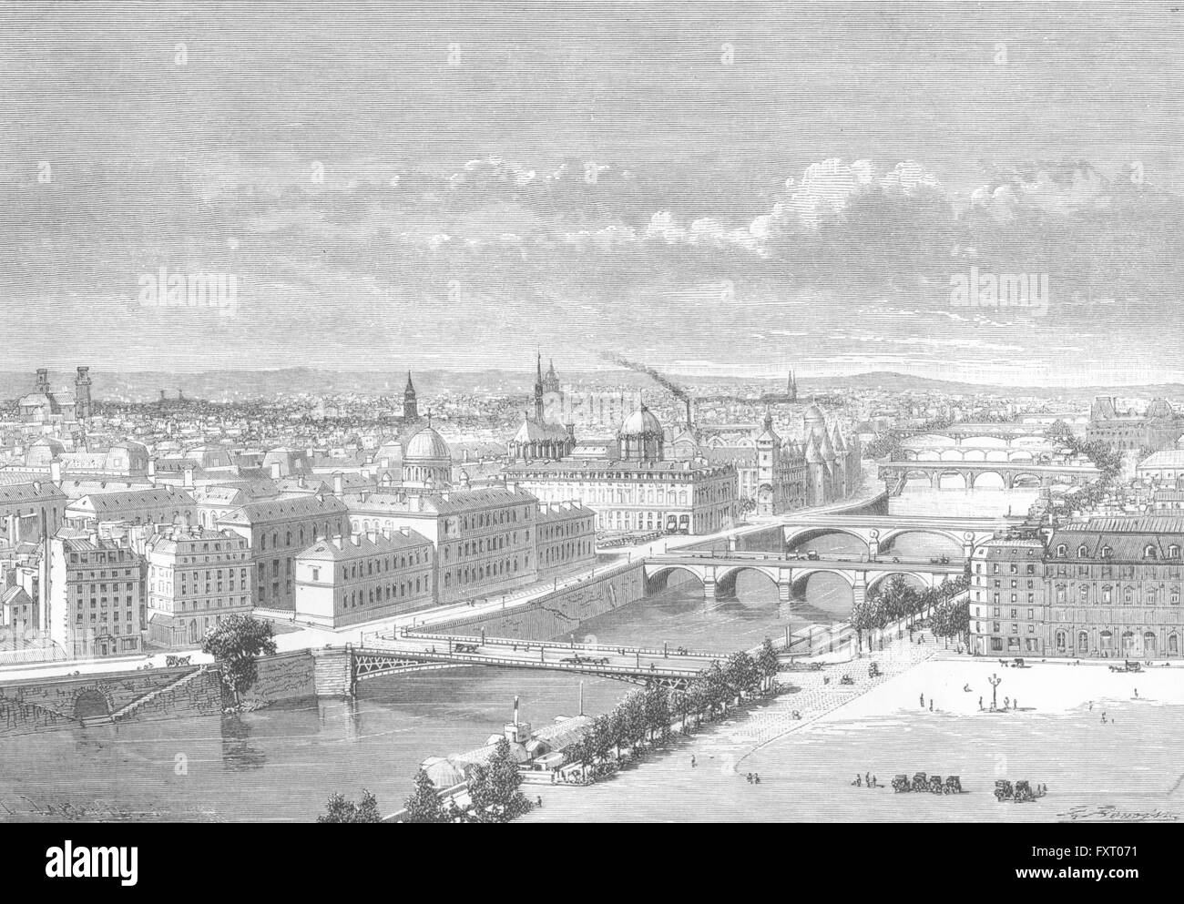 FRANCE: Paris, from Church St Gervais, antique print c1885 Stock Photo ...