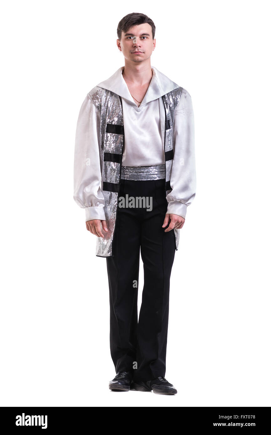 Young and stylish modern ballet dancer, isolated on white. Full body ...