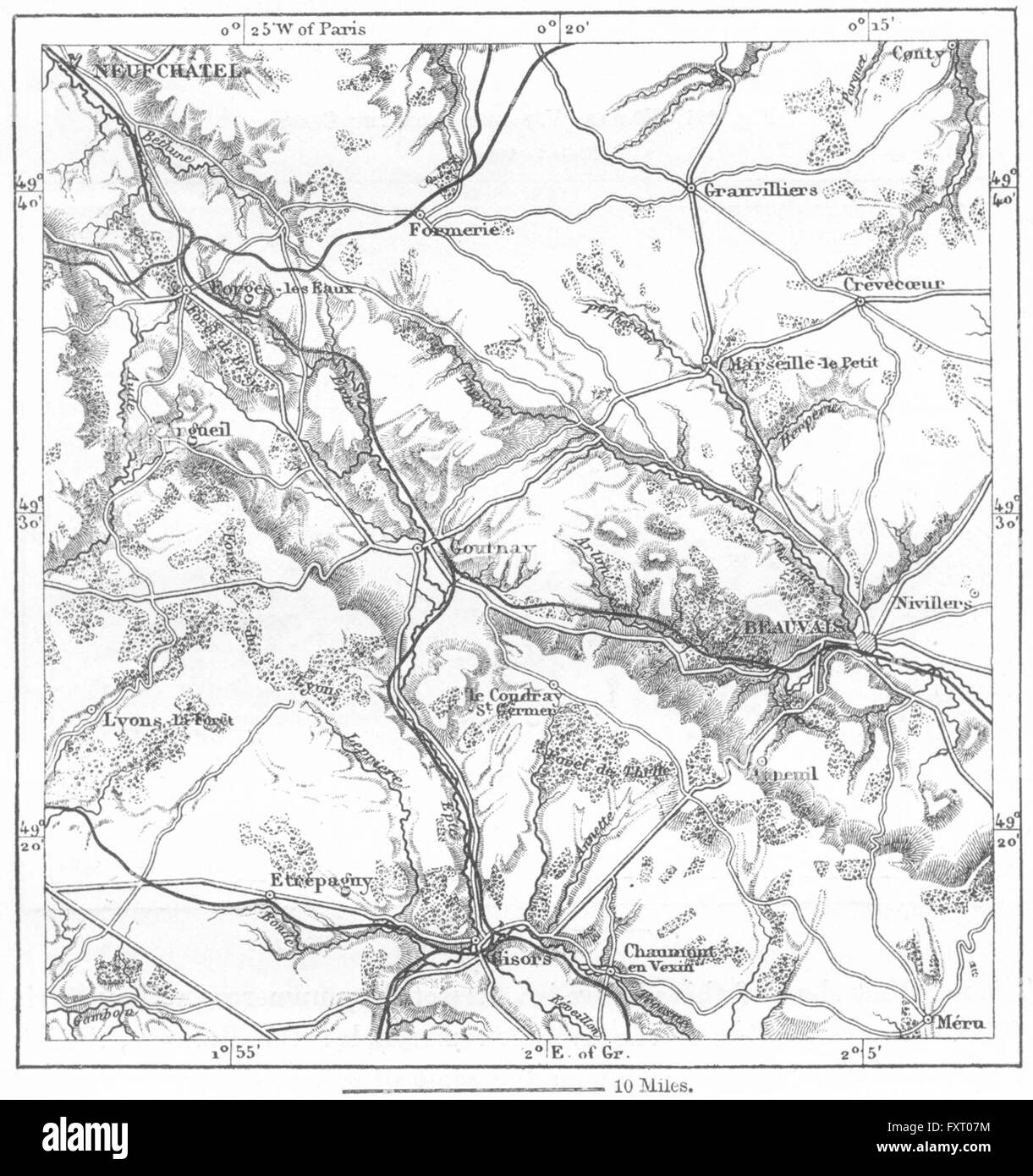 FRANCE: District of Bray, sketch map, c1885 Stock Photo - Alamy
