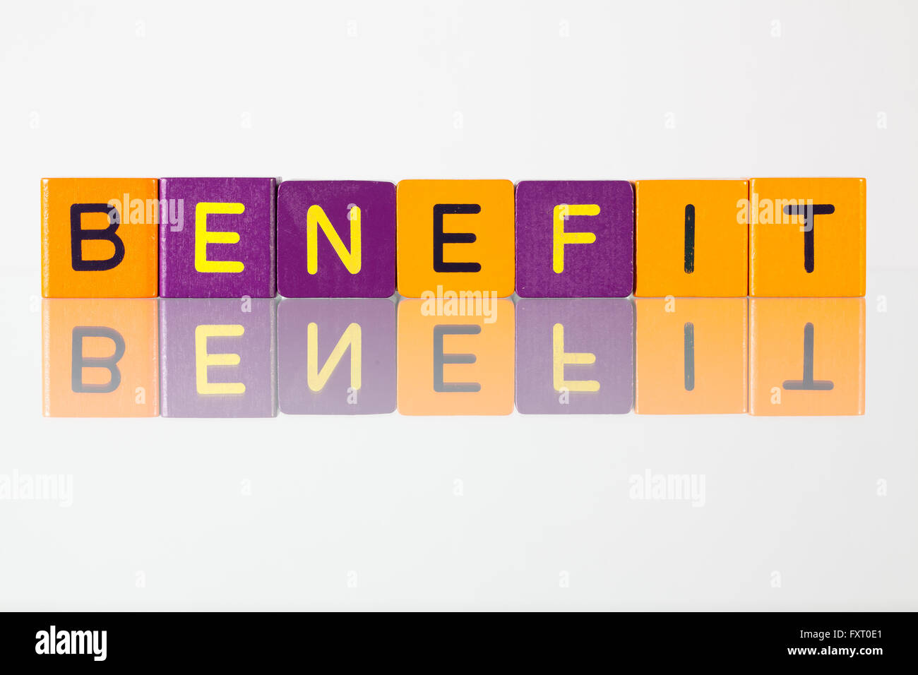 Benefit - an inscription from children's wooden blocks Stock Photo - Alamy