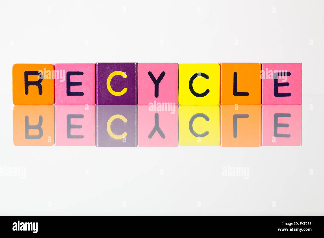 Recycle - an inscription from children's wooden blocks Stock Photo - Alamy