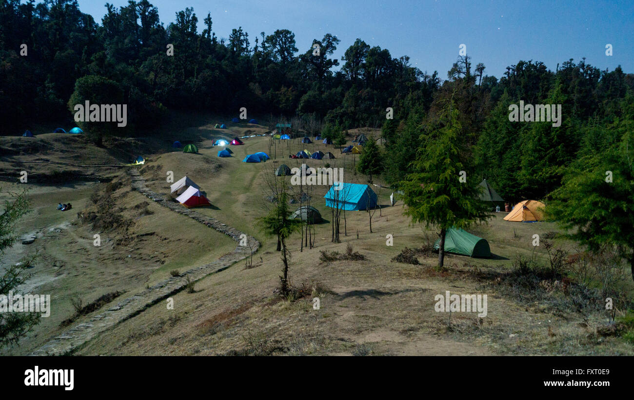 People camping in nature under moon light Stock Photo - Alamy