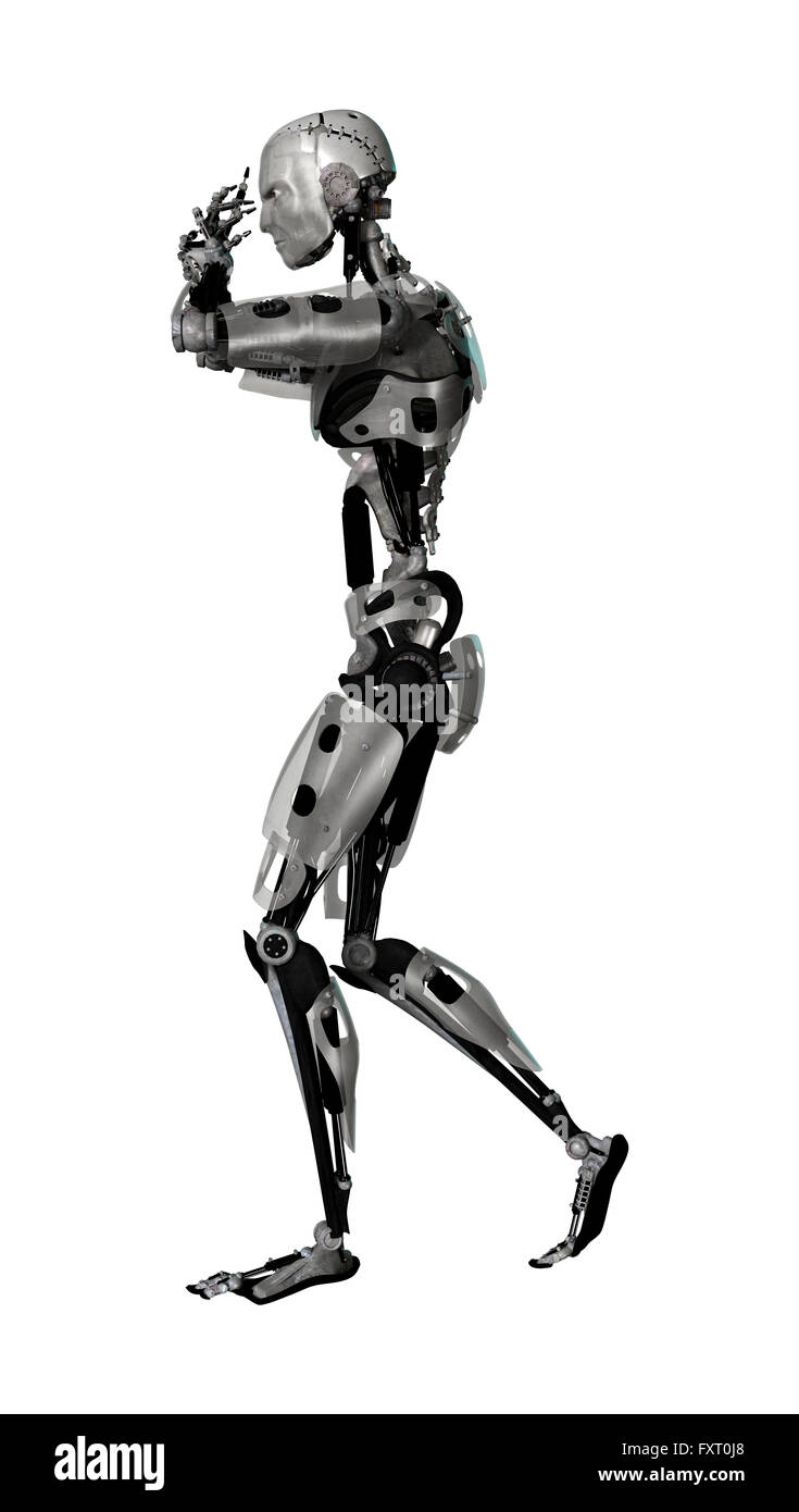 3D Illustration of a male cyborg isolated on white background Stock ...