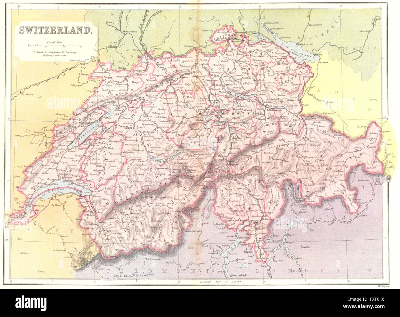 SWITZERLAND , c1885 antique map Stock Photo - Alamy