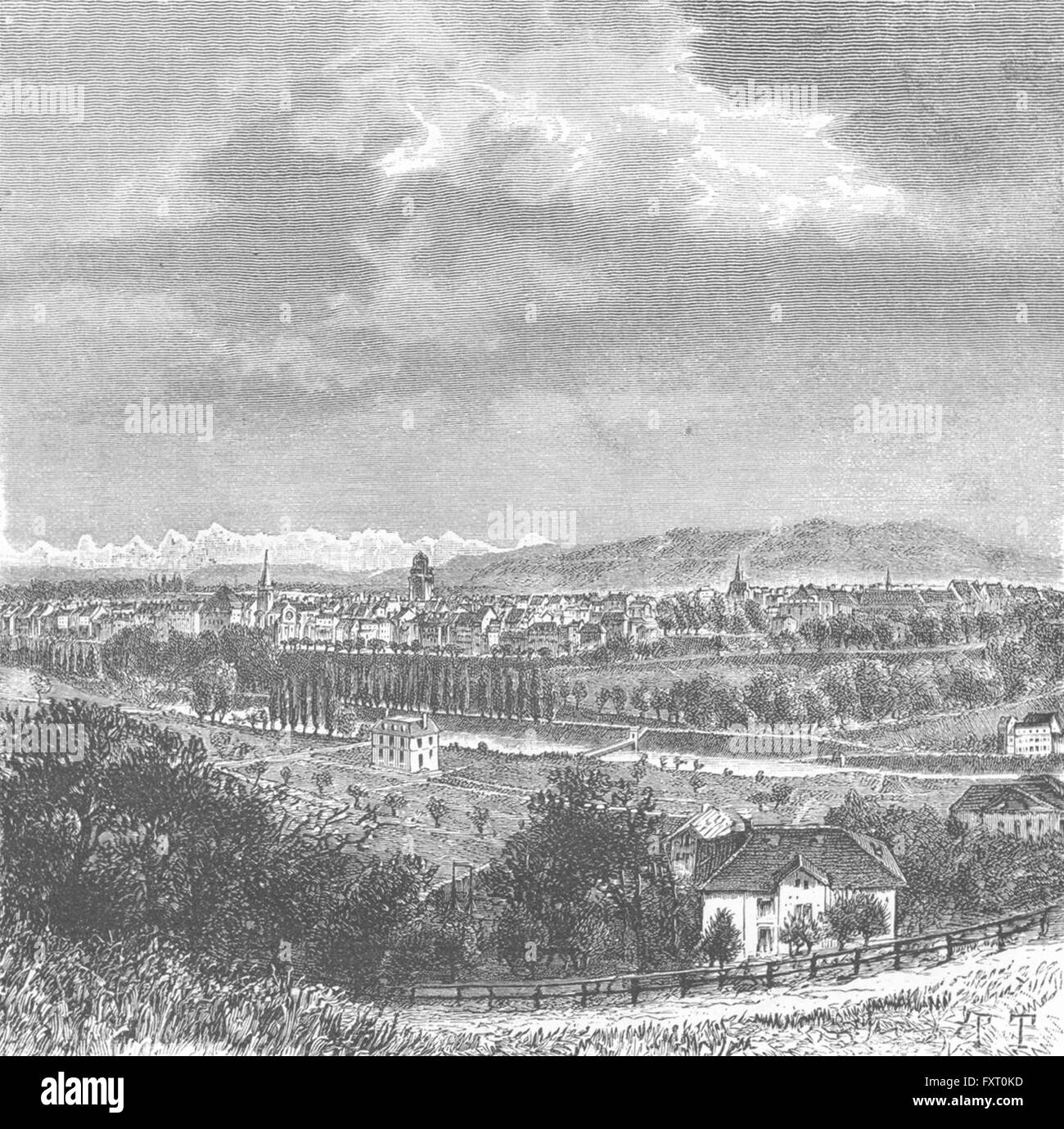 SWITZERLAND: Berne, antique print c1885 Stock Photo - Alamy