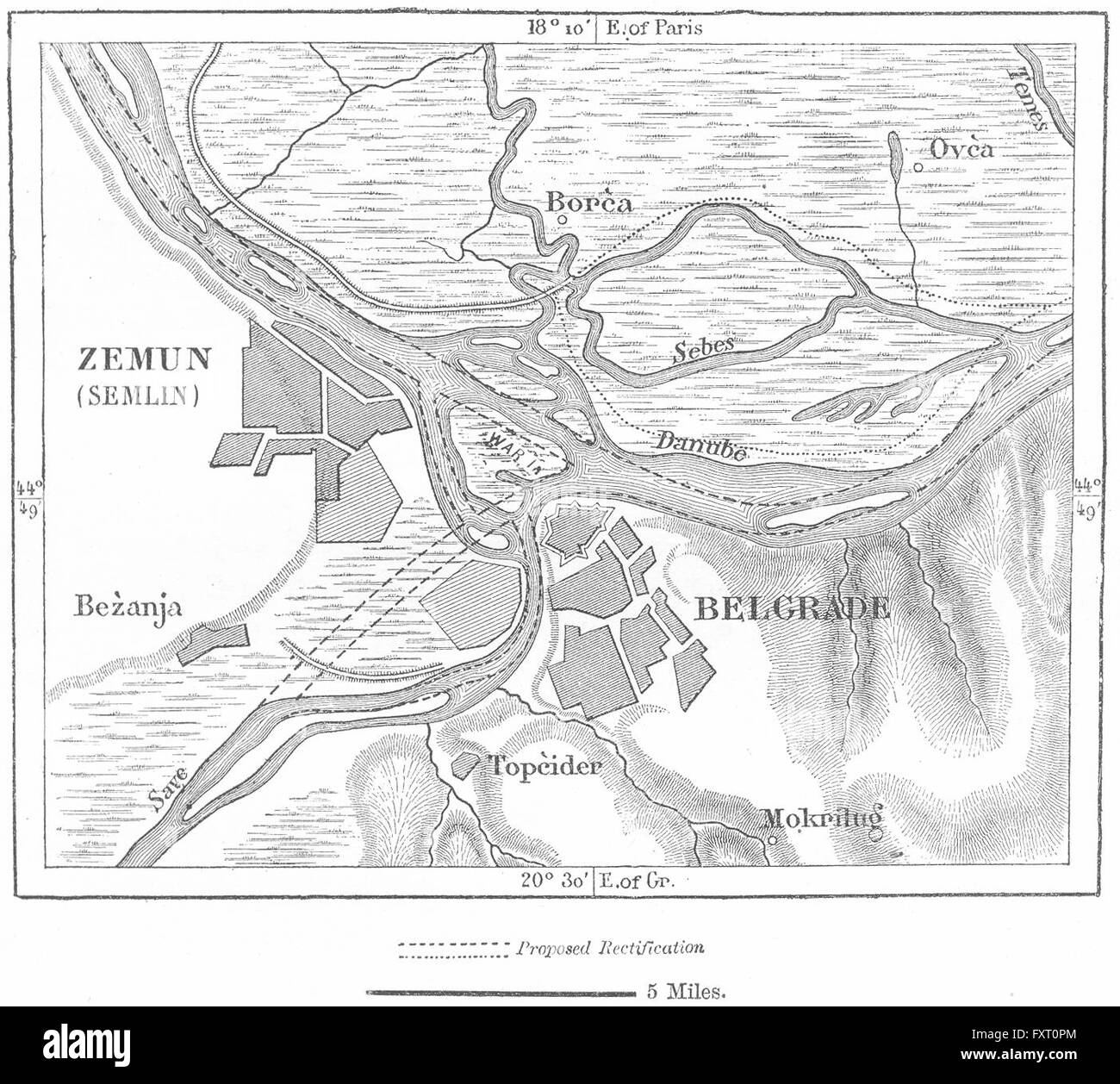 SERBIA: Semlin & Belgrade, sketch map, c1885 Stock Photo - Alamy