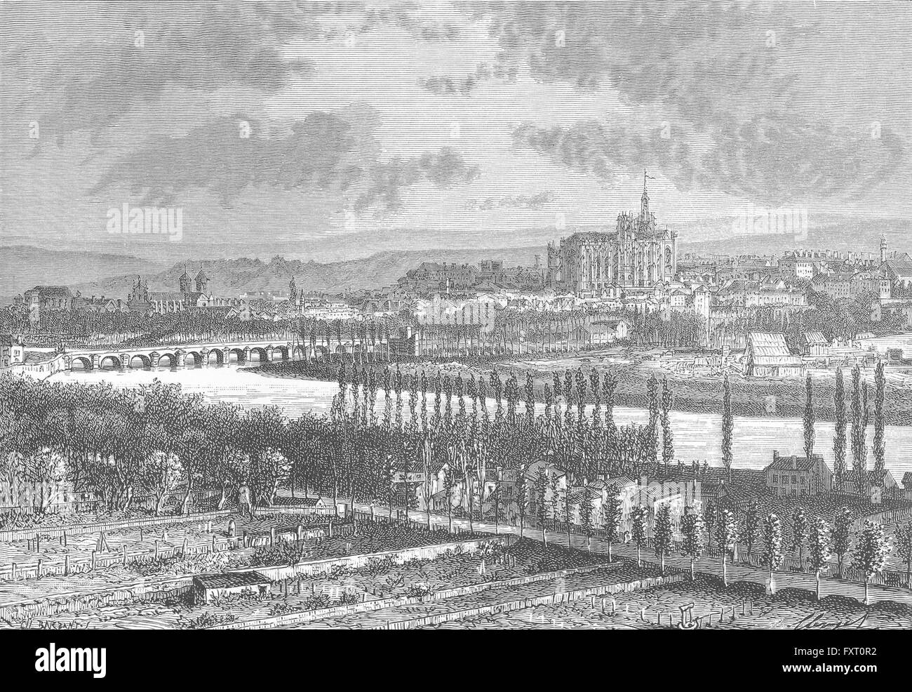 FRANCE: Metz, antique print c1885 Stock Photo - Alamy