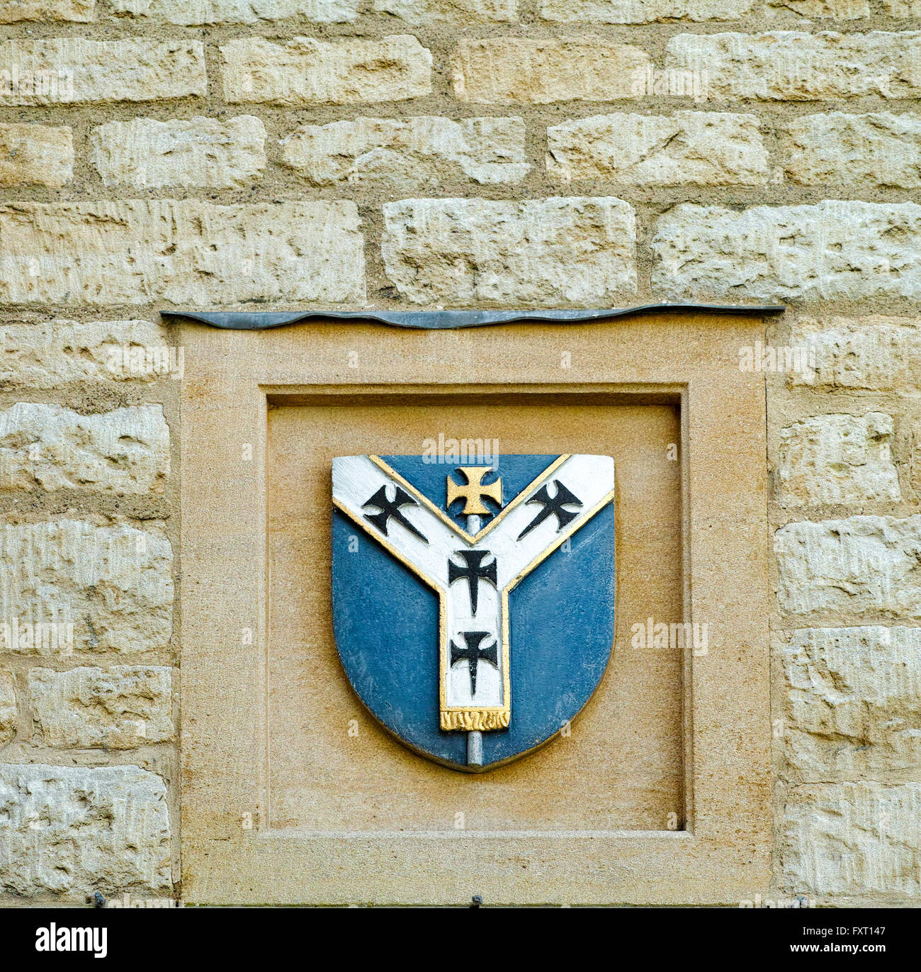 Badge at St Edmund Hall college (Oxford university, England), named ...