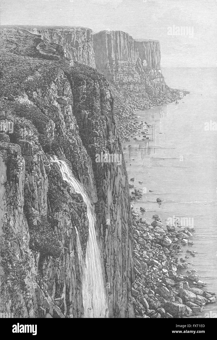SCOTLAND: Isle of Skye-Kilt Rock, antique print c1885 Stock Photo - Alamy