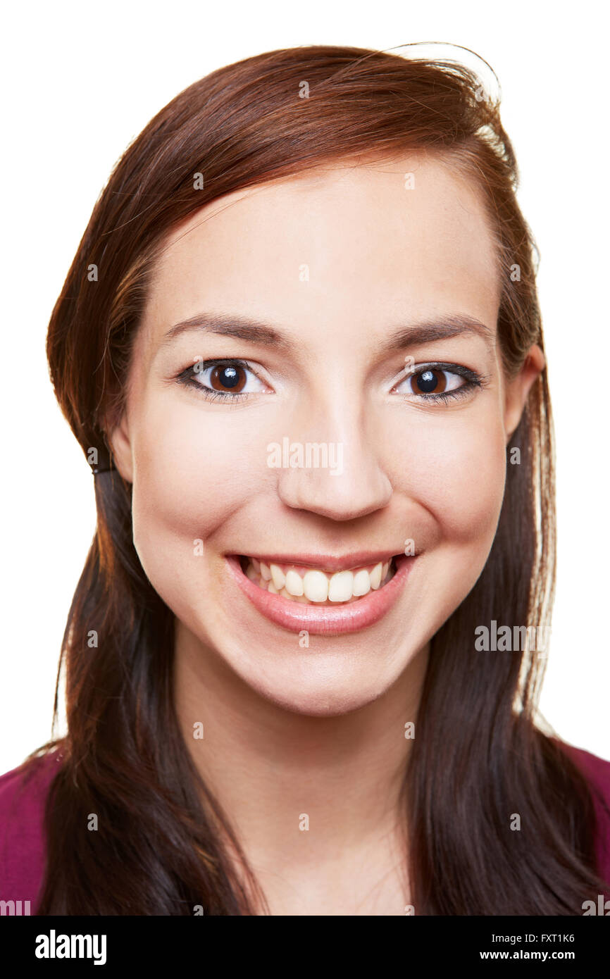 Smiling happy attractive woman looking into the camera Stock Photo - Alamy