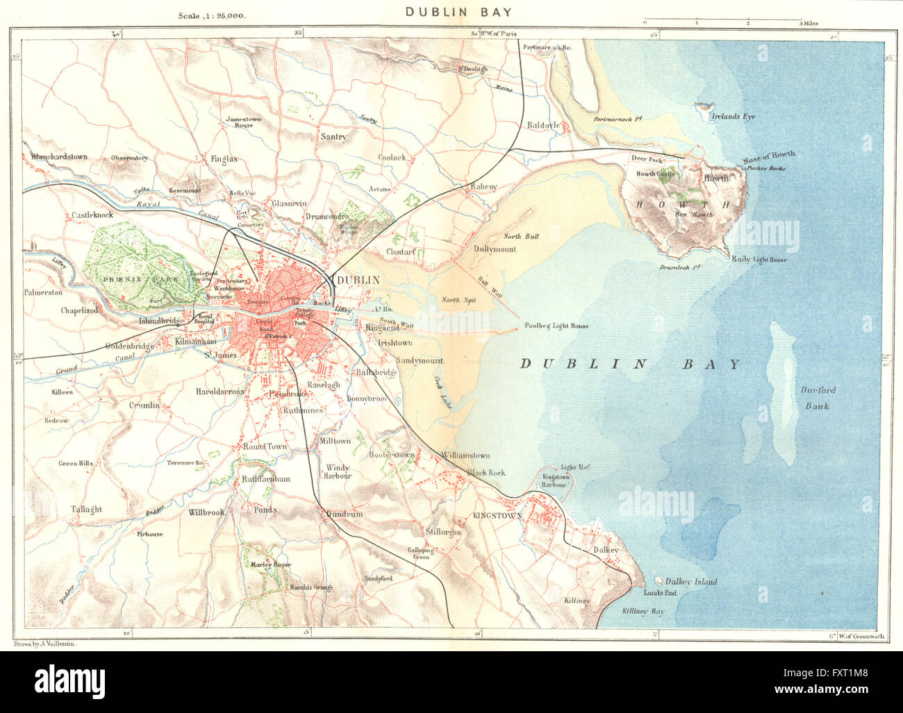IRELAND: Dublin Bay, c1885 antique map Stock Photo - Alamy