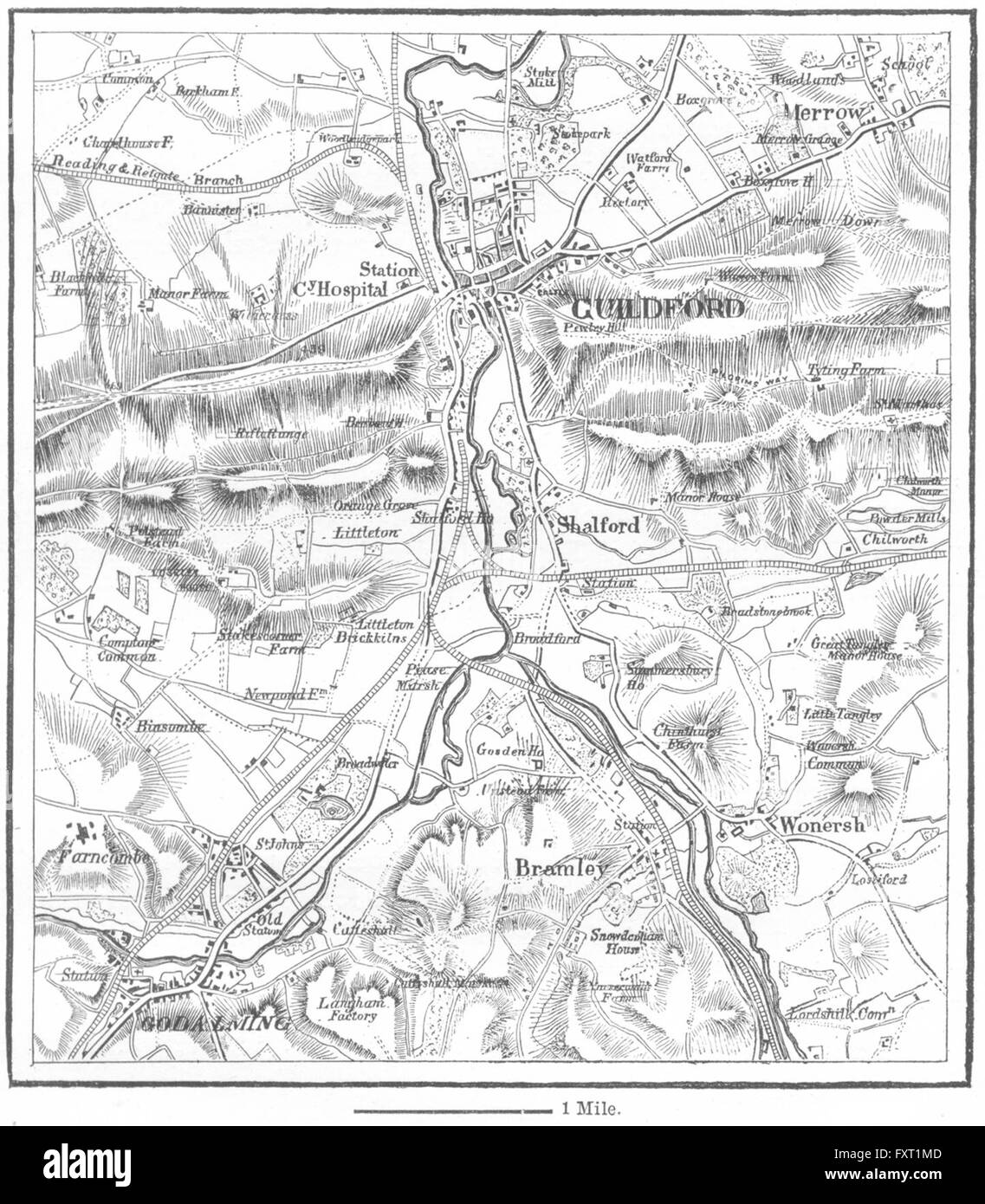 Godalming map Black and White Stock Photos & Images - Alamy