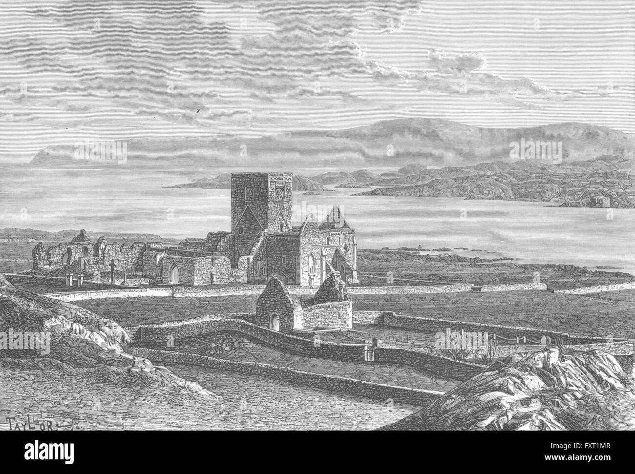 SCOTLAND: Ruins, Iona cathedral & Oran's Chapel, antique print c1885 ...