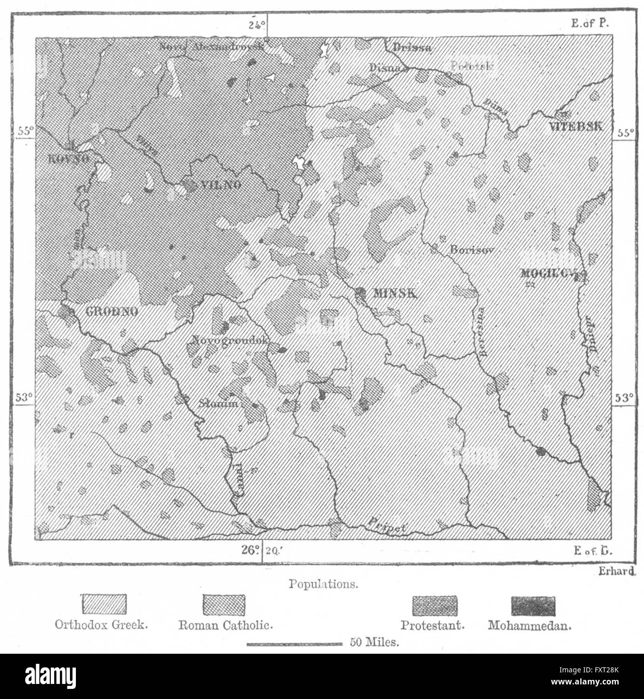 LITHUANIA: Catholic Orthodox Religions, sketch map, c1885 Stock Photo ...