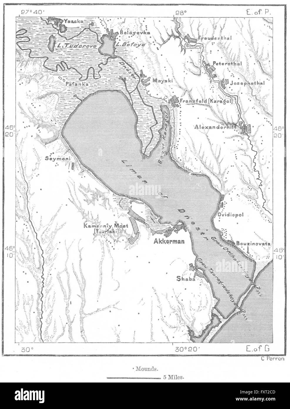 RUSSIA: Akkerman & Dniester Liman, sketch map, c1885 Stock Photo - Alamy
