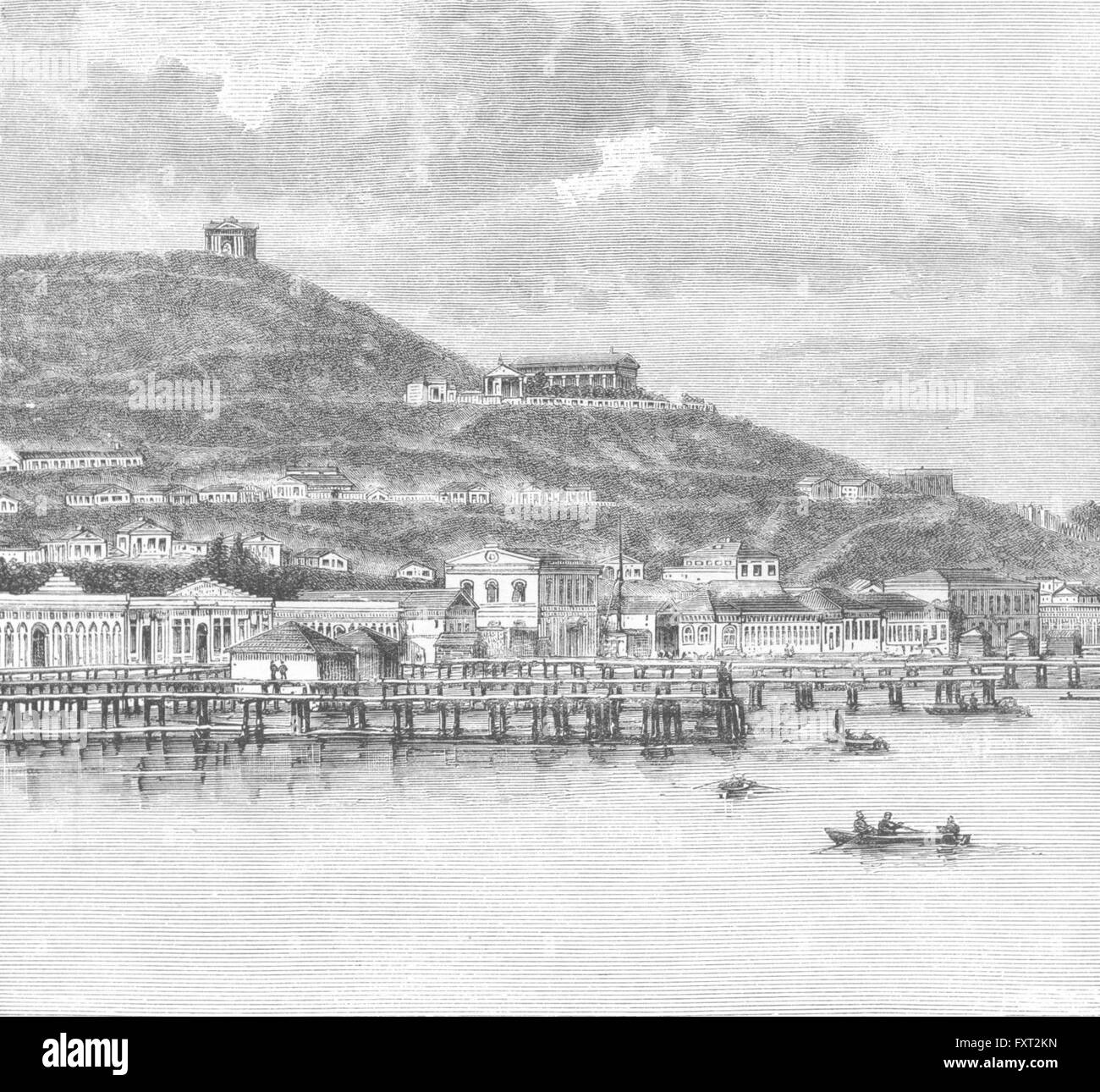 UKRAINE: Kerch & Mount Mithridates, antique print c1885 Stock Photo - Alamy