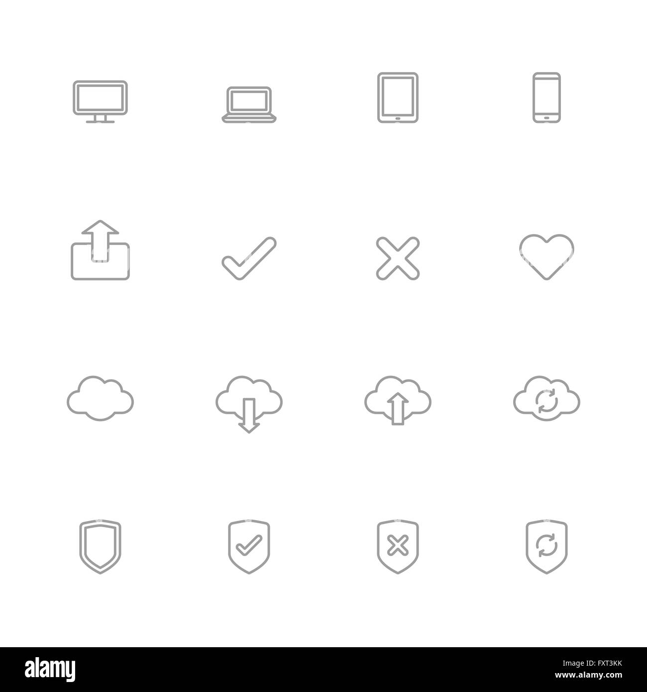[EPS10] gray line simple web icon set for web, UI, infographic and ...