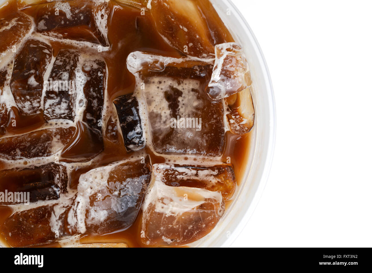 top view of iced coffee on white background Stock Photo - Alamy