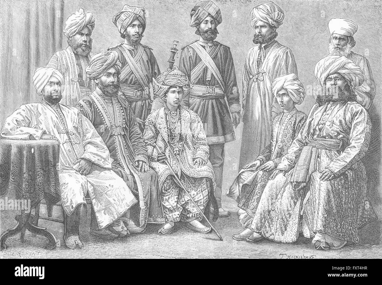 PAKISTAN: Raja of Bahawalpur & his court, antique print c1885 Stock ...