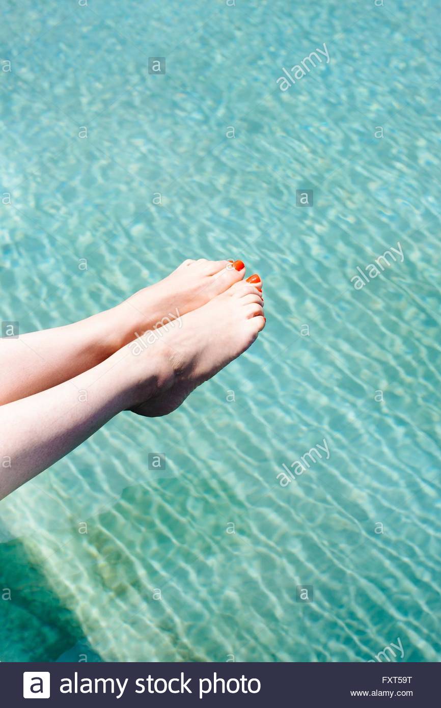 Woman Blue Nail Polish Feet Stock Photos & Woman Blue Nail Polish Feet ...