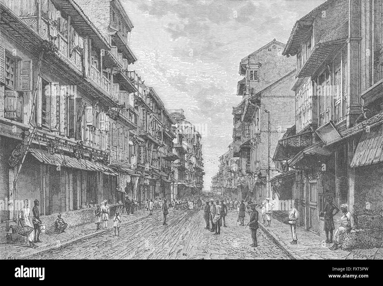 INDIA: Mumbai St Native town, antique print c1885 Stock Photo - Alamy