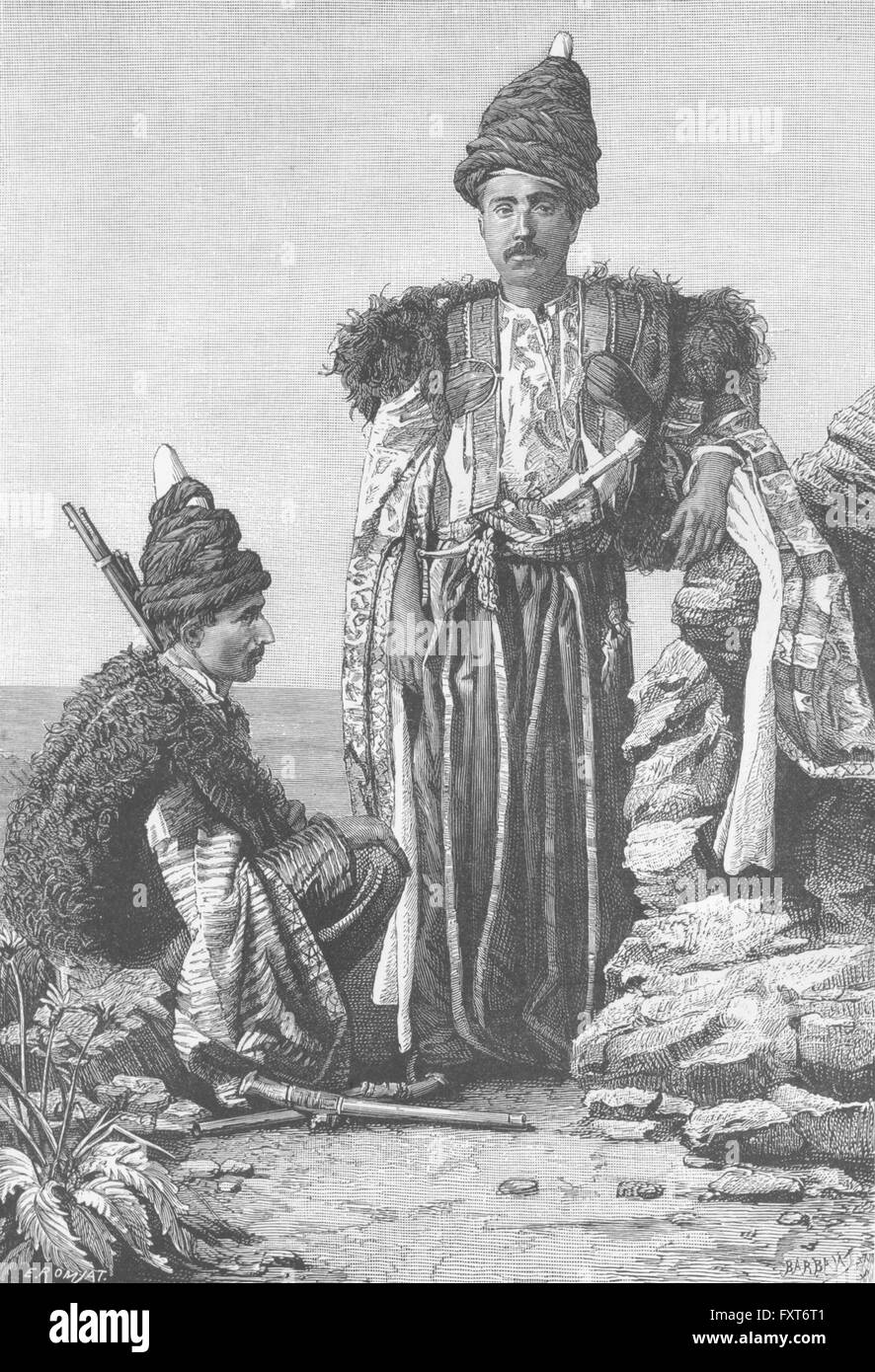 TURKEY: Types & Costumes-Kurdish Gentlemen, antique print c1885 Stock ...