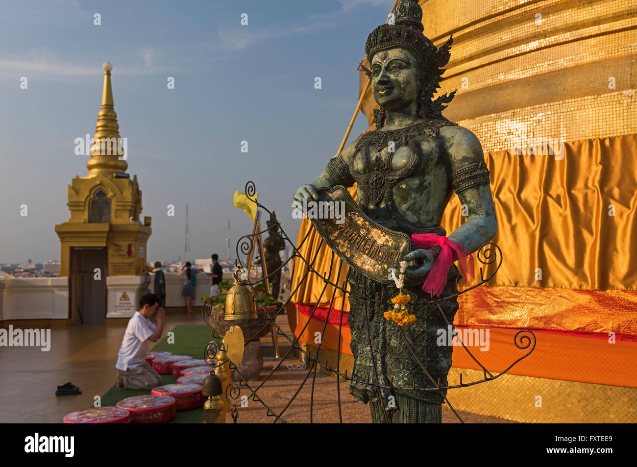 Statue at the Golden Mount Wat Saket Bangkok Thailand Stock Photo - Alamy