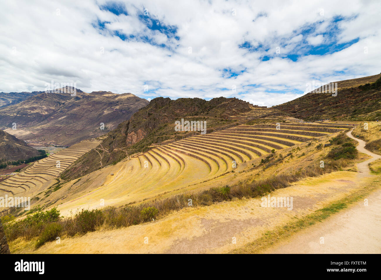 Expansive view of the glowing majestic concentric terraces of Pisac ...