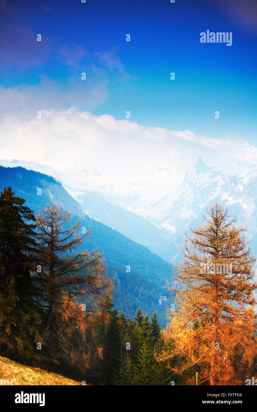 spring alps mountains scene background Stock Photo - Alamy
