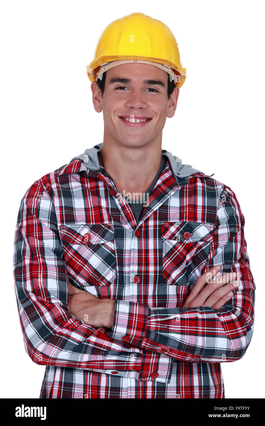 Smiling construction worker Stock Photo - Alamy Smiling construction worker Stock Photo - Alamy