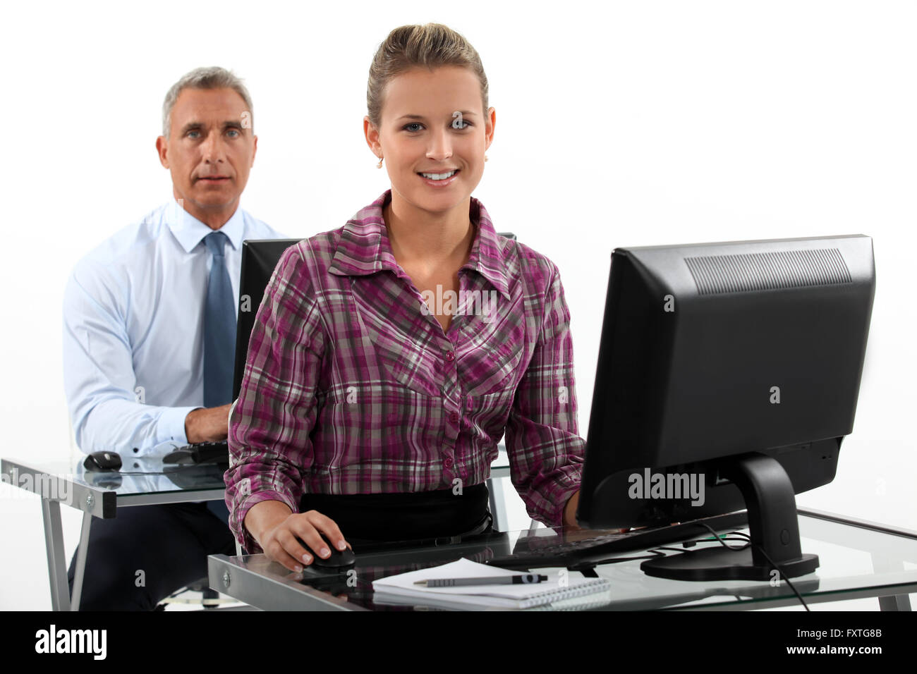 People working at computers Stock Photo - Alamy
