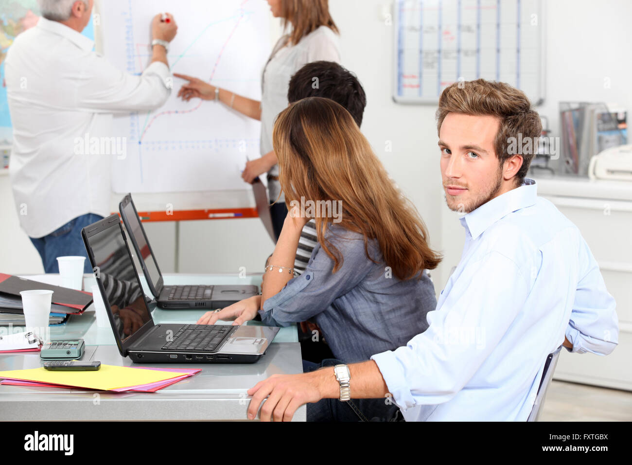 Man in a sales briefing Stock Photo - Alamy