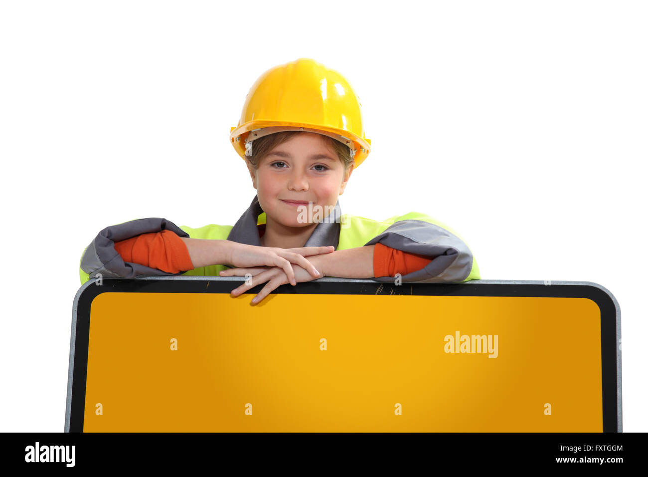 Little girl in construction uniform Stock Photo - Alamy
