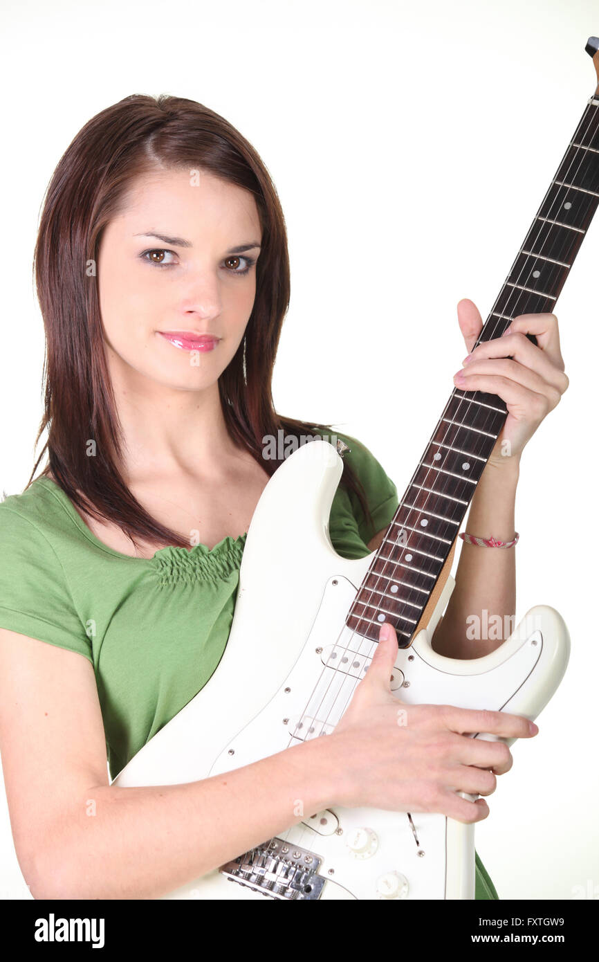 Woman with a guitar Stock Photo - Alamy