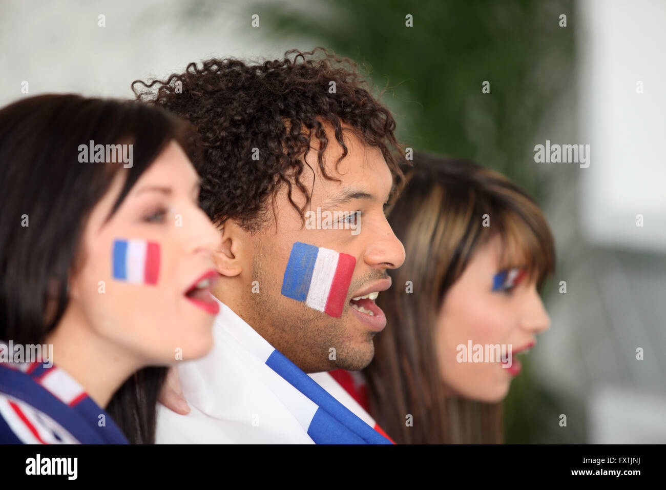 French supporters screaming Stock Photo - Alamy