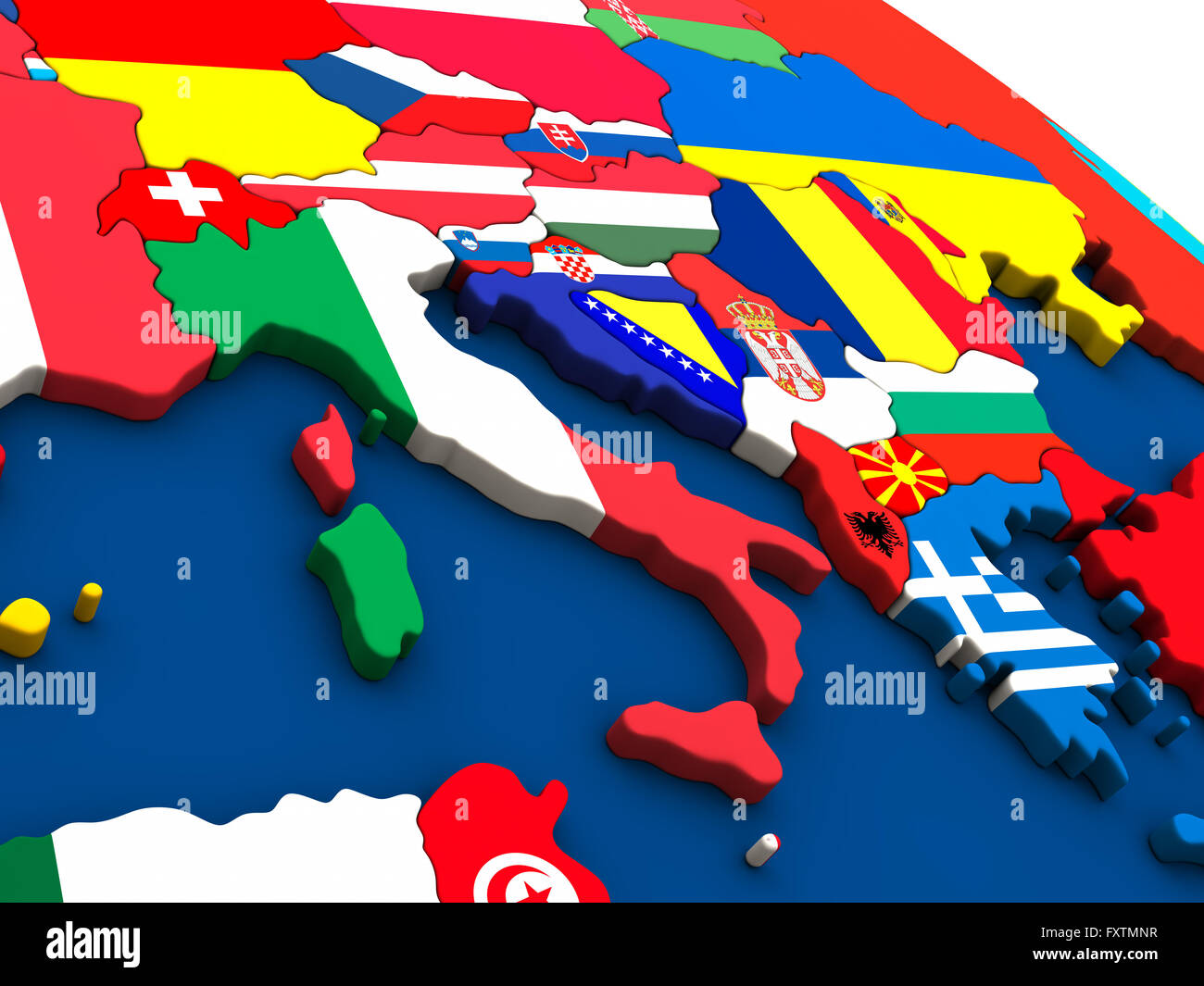 Italy - political map of Italy and surrounding region with each country ...